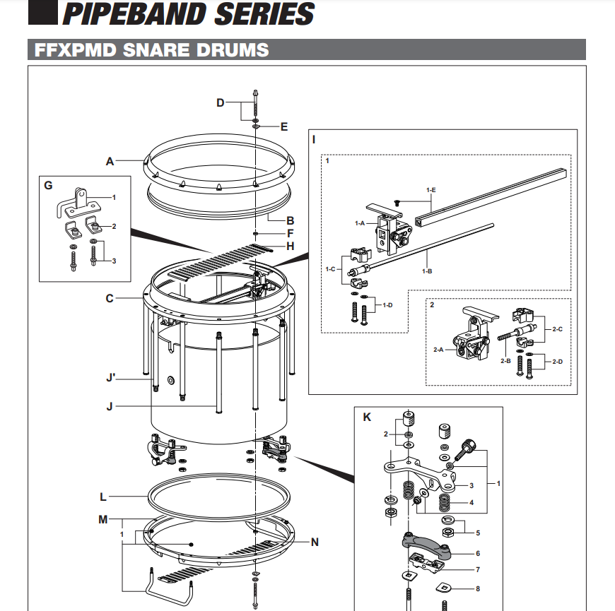 Pearl Pipe Band Snare Drum Components – Jim Kilpatrick Percussion